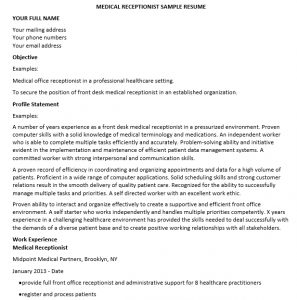 6+ Sample Medical Receptionist Resume | Template Business PSD, Excel ...